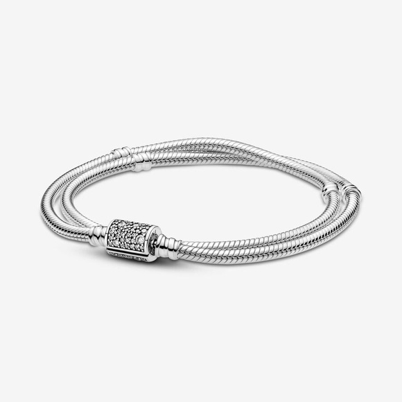 Pandora | Jewelry | Pandora Moments Double Wrap Barrel Clasp Snake ...